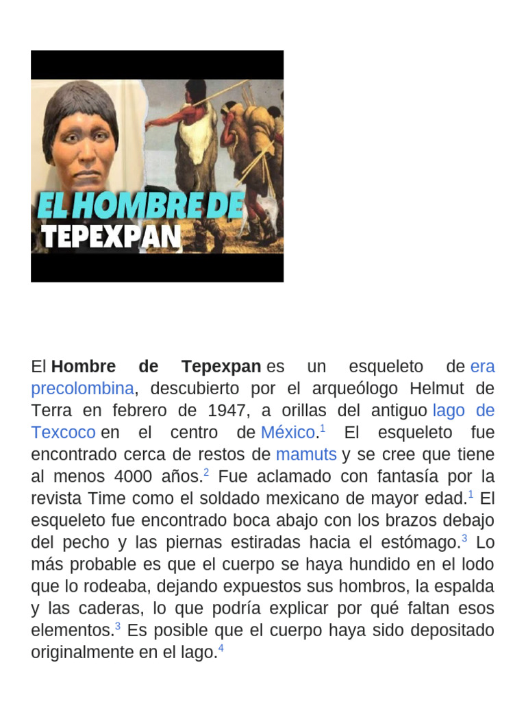 Historia del Hombre de Tepexpan | PDF | Ciencias sociales