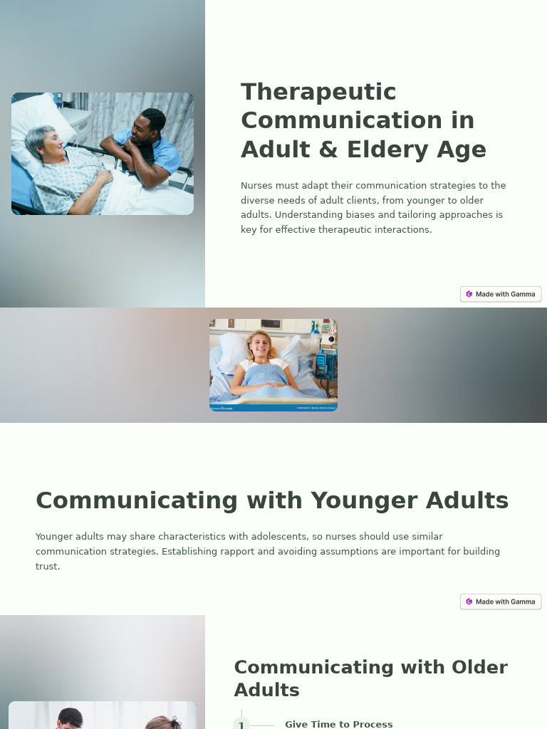 Therapeutic Communication in Adult and Eldery Age | PDF