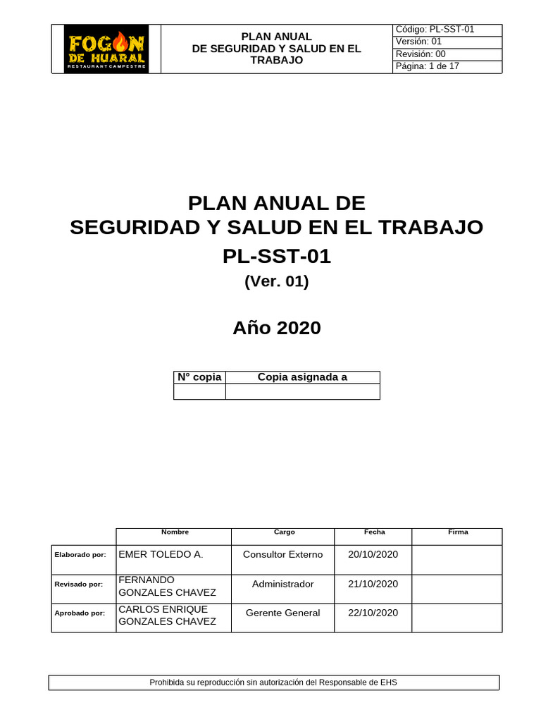 PL-SST-01 Plan Anual SST - EF | PDF