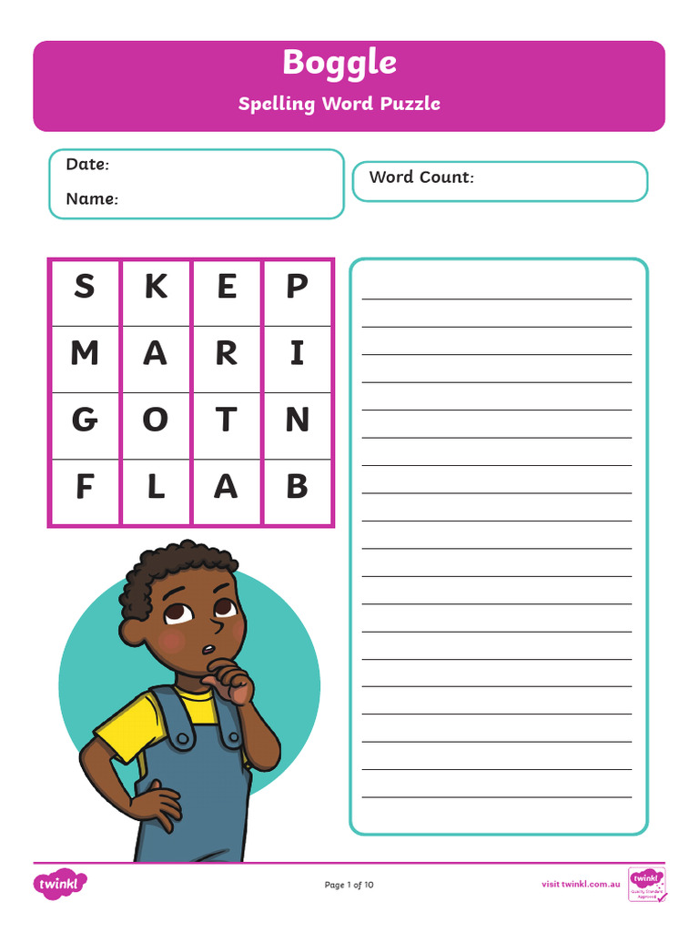 Boggle Word Puzzle Worksheets | PDF