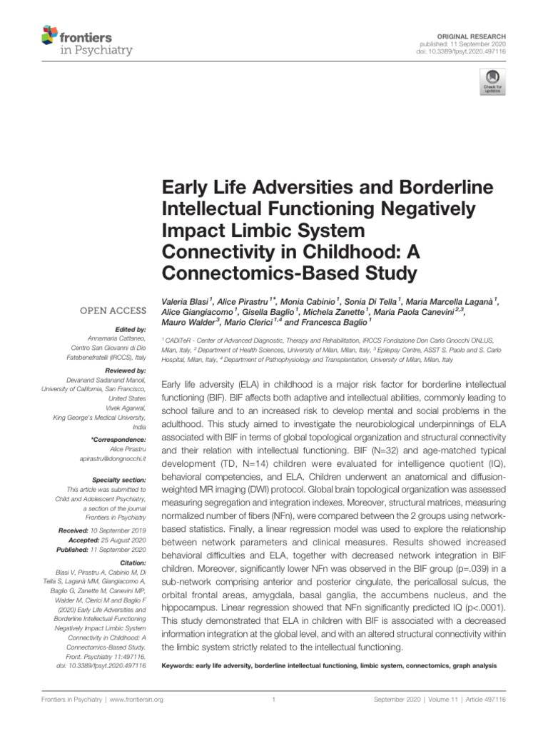 Blasi 2020 Early Life Adversities and Borderline Intellectual ...