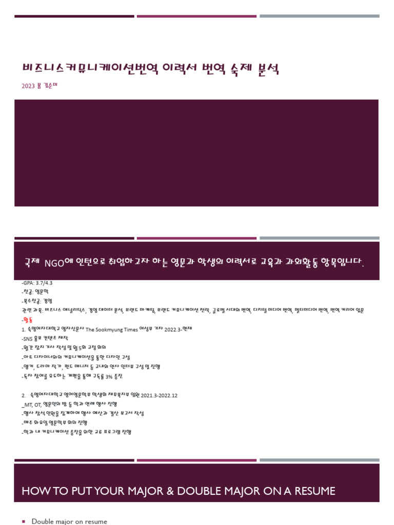 2023 Spring Resume Translation Analysis | PDF