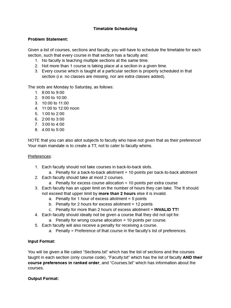 Timetable Scheduling | PDF
