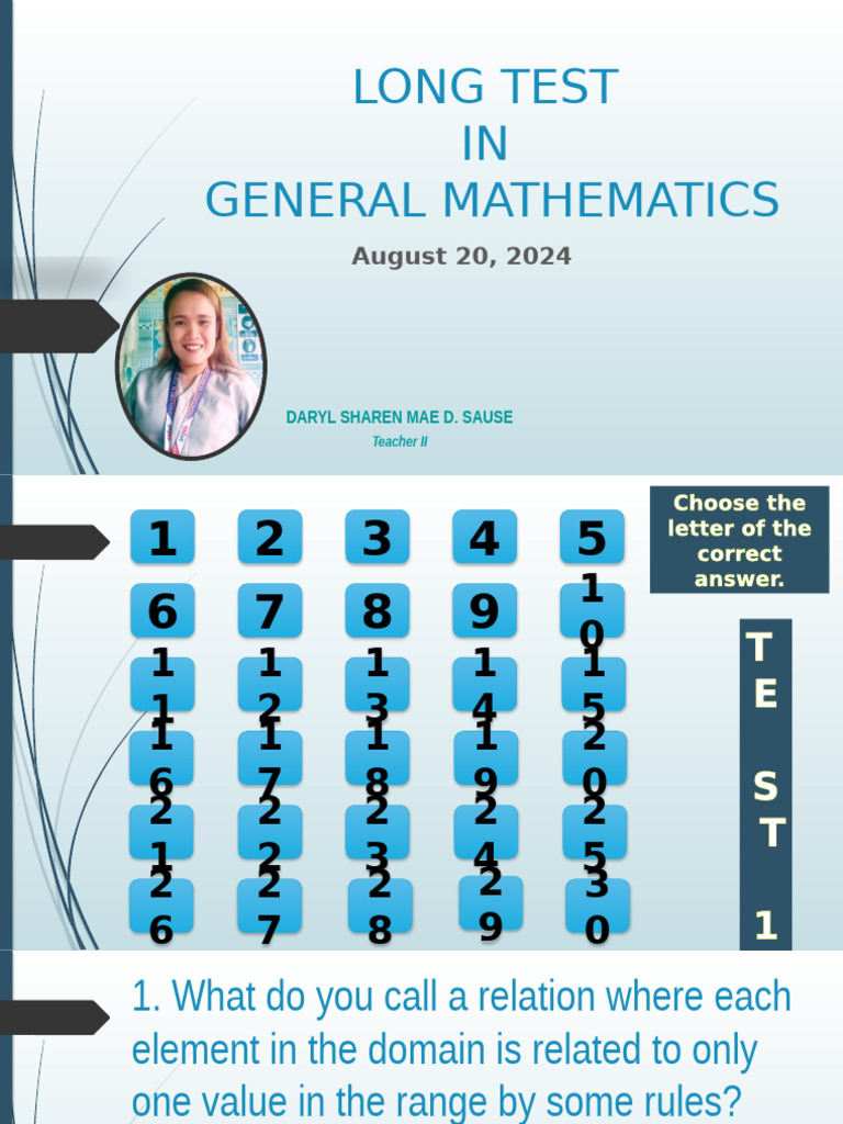 General Mathematics Test Questions | PDF
