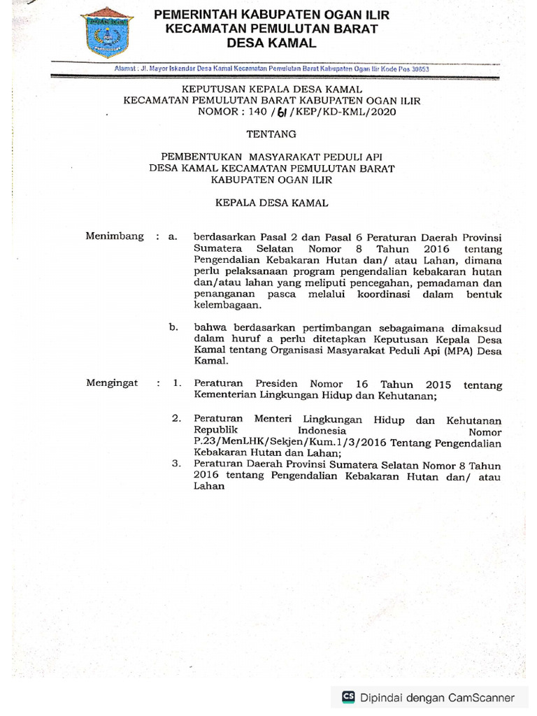 SK Masyarakat Peduli Api - Kamal | PDF