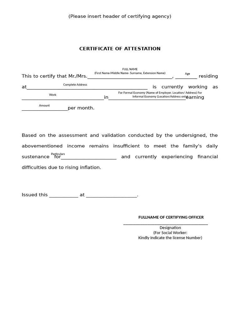 Certificate of Attestation Without Letter Head 2 | PDF