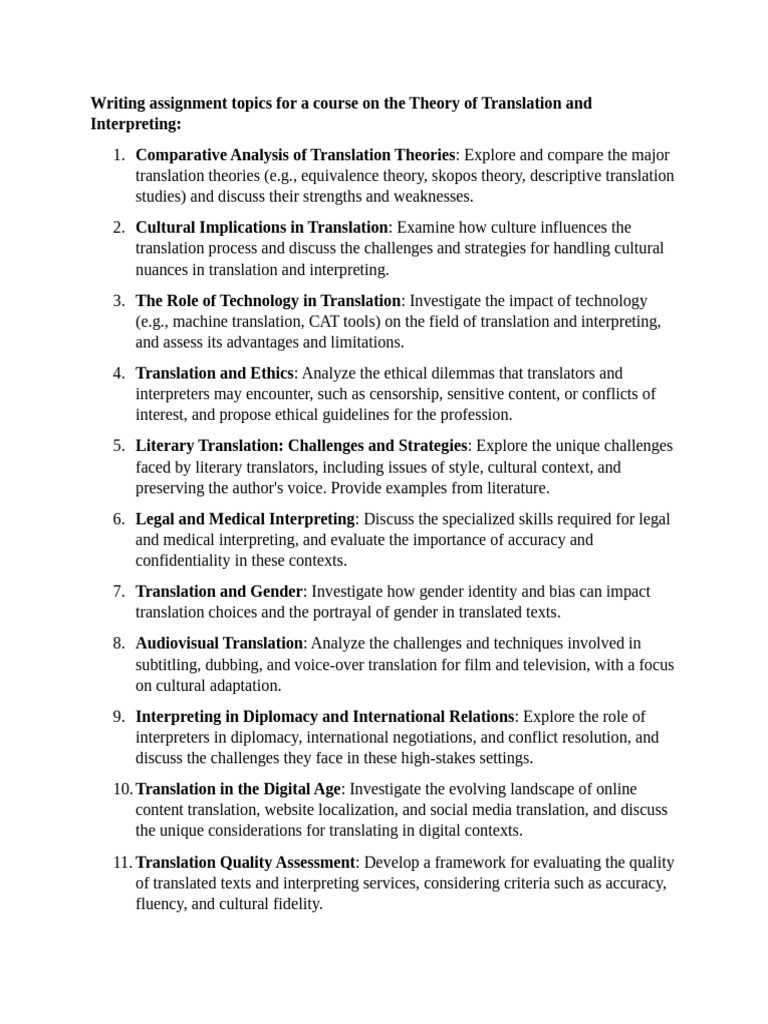 Translation Theory Assignments | PDF | Translations | Language Arts ...