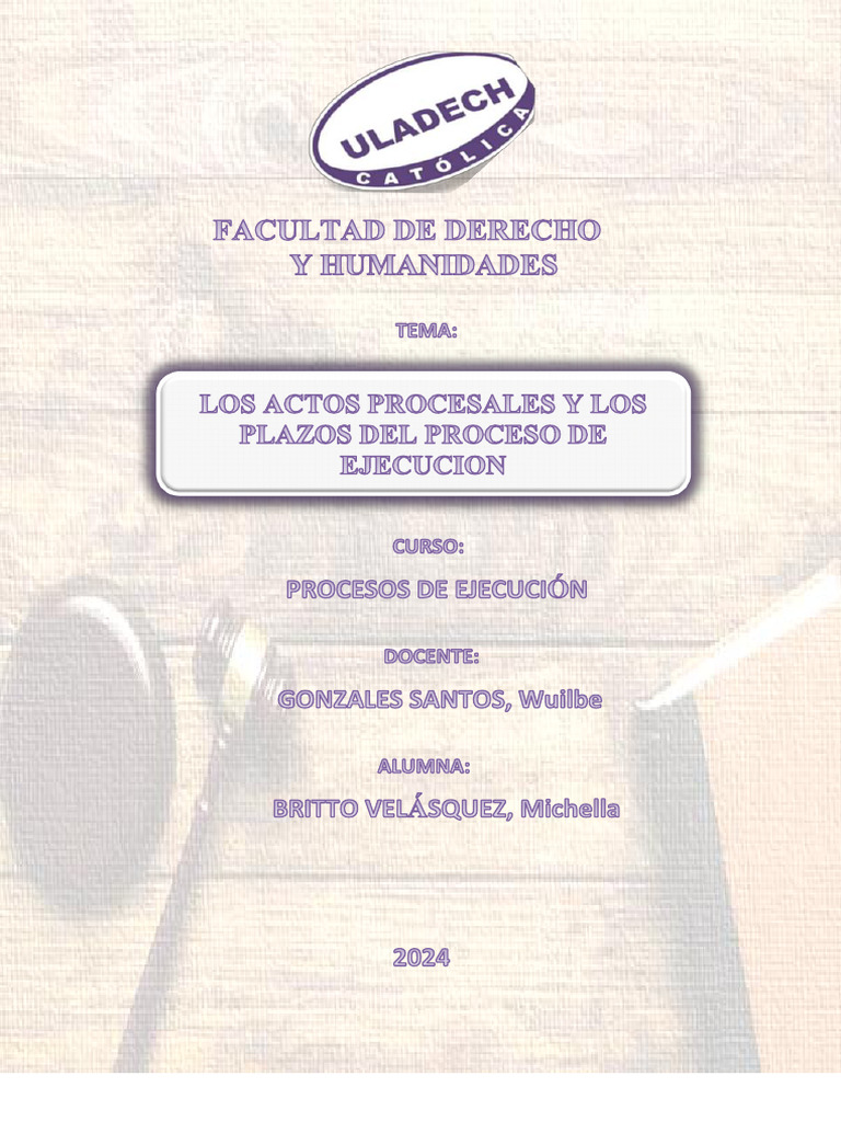 Los Actos Procesales y Los Plazos Del Proceso de Ejecucion | PDF | Ley procesal | Derecho