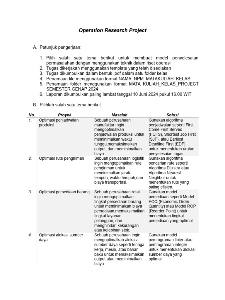 Operation Research Project | PDF | Computers