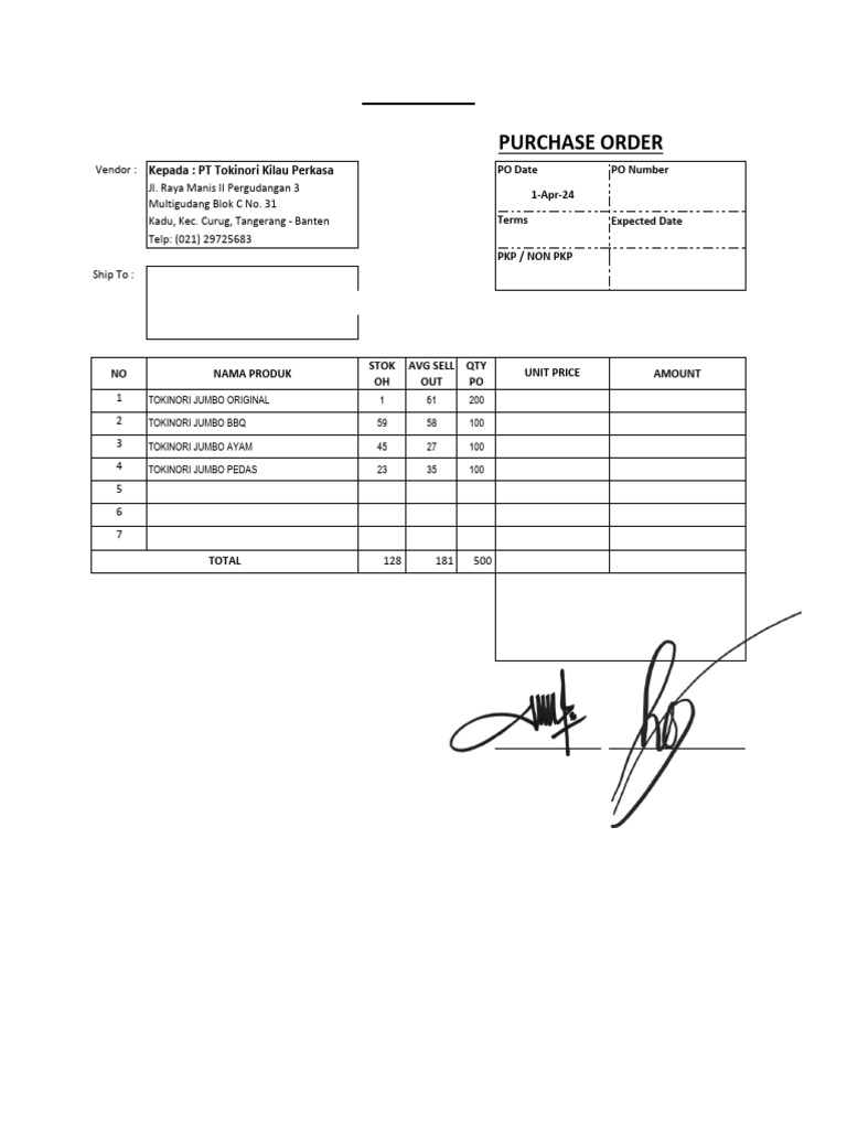Form Po Tokinori April 24 Depo Pku(1)_240401_163244 | PDF