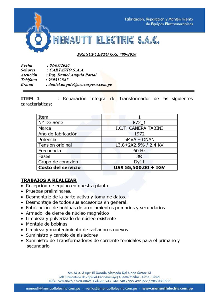 Presupuesto G G 799-2020 | PDF