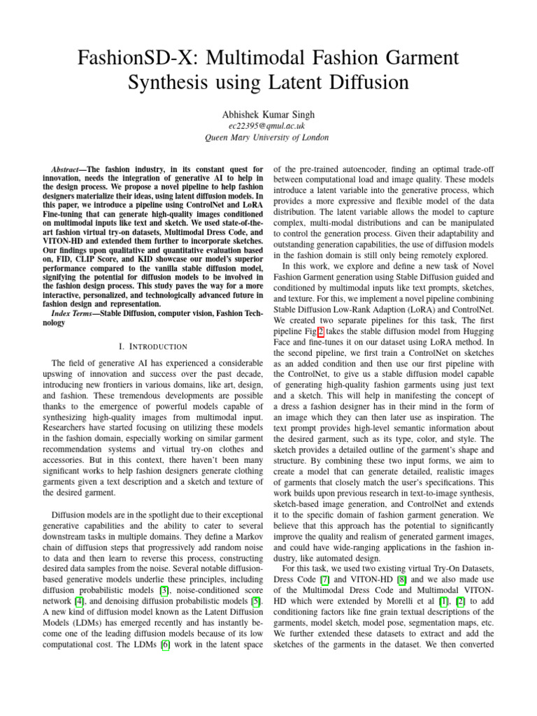 Fashionsd-X: Multimodal Fashion Garment Synthesis Using Latent ...
