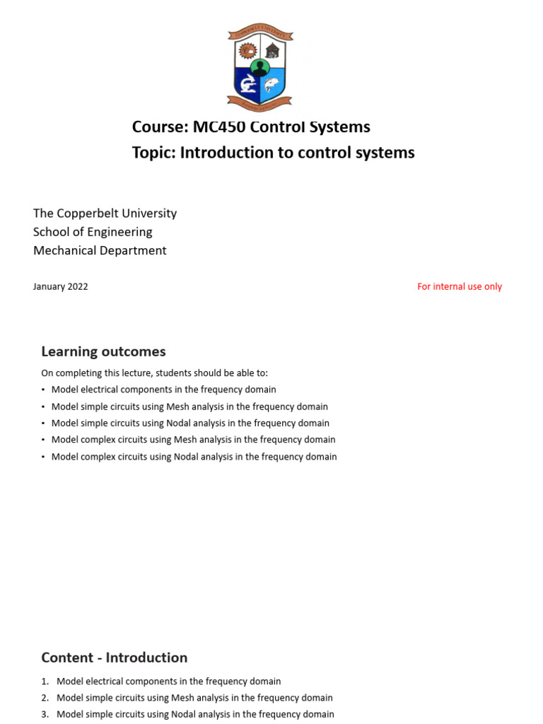 MC450 Frequency domain modelling of electrical systems | PDF
