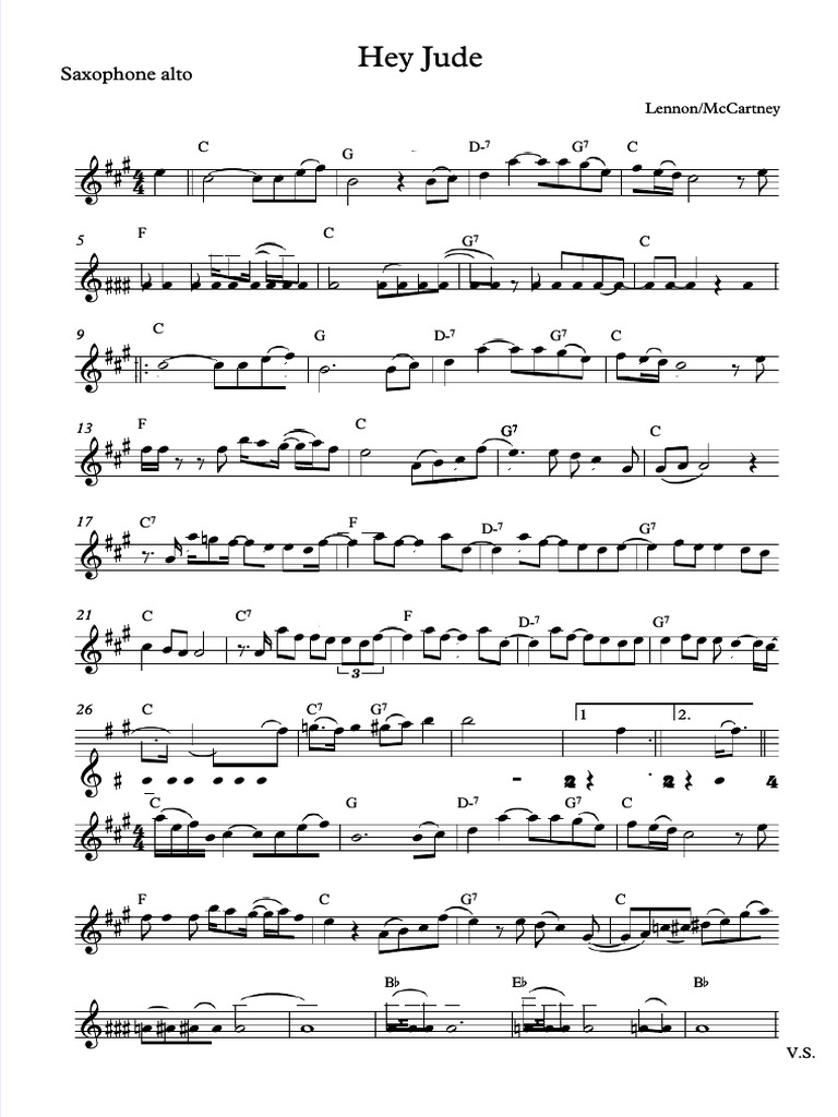 PDF Hey Jude Saxophone Alto - Compress | PDF | The Beatles | The Beatles Songs