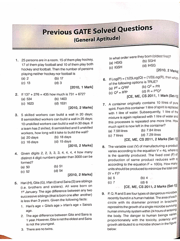 GATE Aptitude PYQs 2010-2019 | PDF