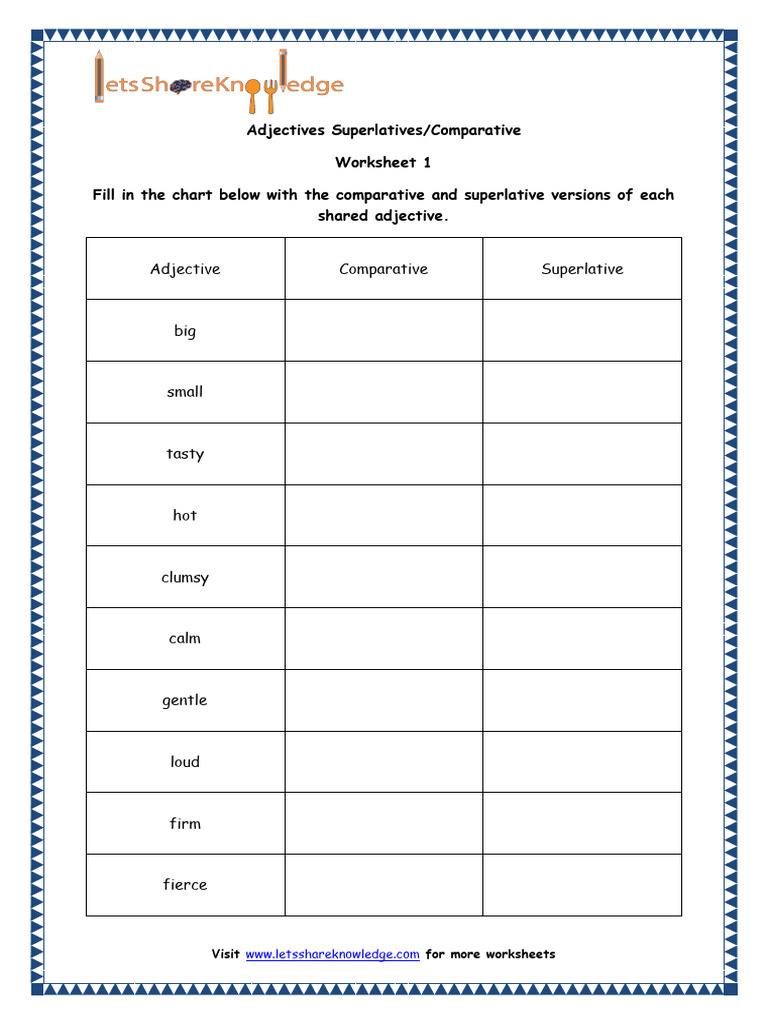 Superlative and Comparative Adjectives Grade 4 English Resources ...