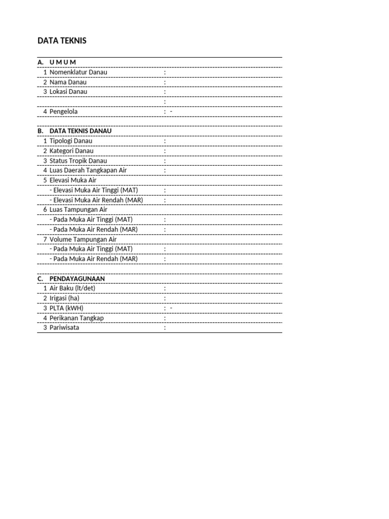 Blanko Penilaian Kinerja Danau | PDF