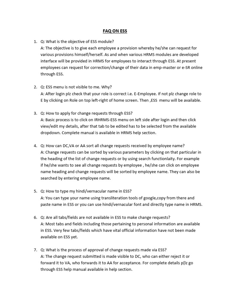 Faq Ess-1 | PDF