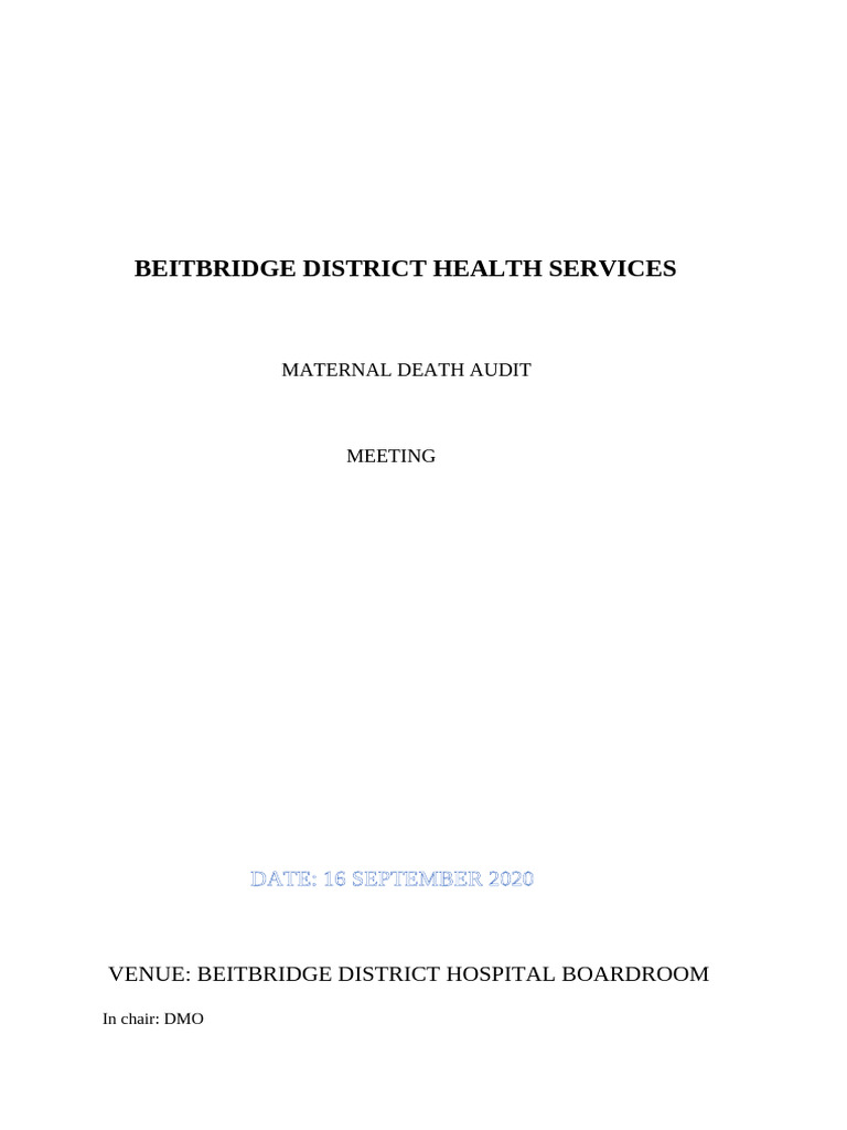 Majini RHC Maternal Death Report... | PDF