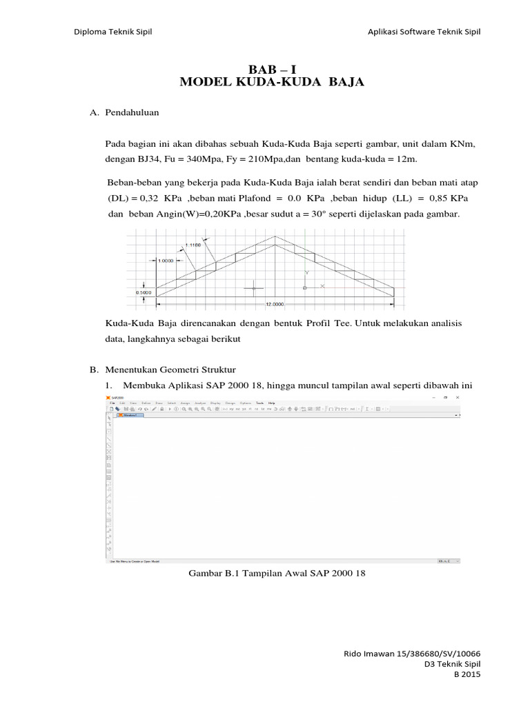 Pemodelan Rangka Baja Menggunakan SAP 20 | PDF