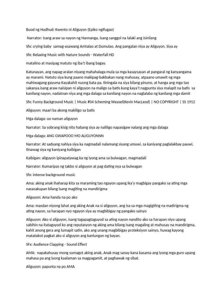 Buod NG Hudhud | PDF
