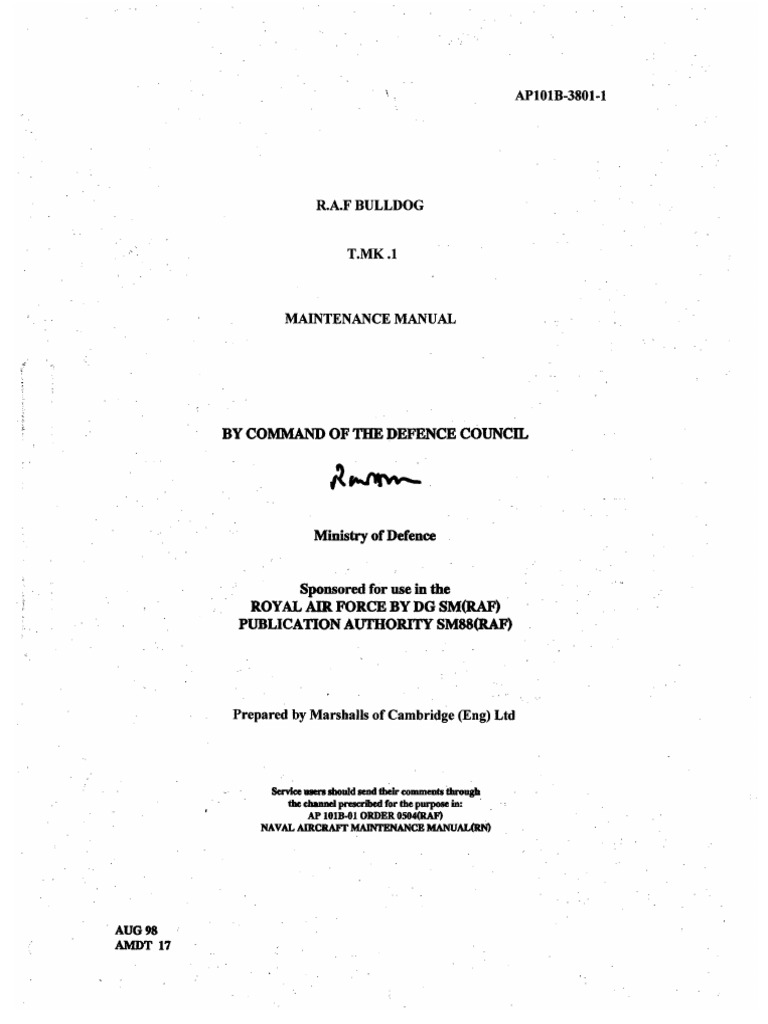 R.a.F Bulldog T.mk.1 Maintenance Manual | PDF