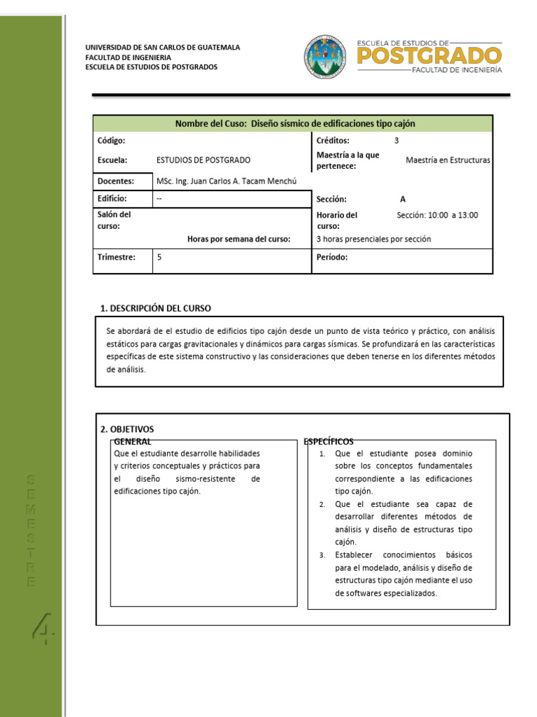Programa Diseño Sísmico Edificaciones Tipo Cajón EEP 2024 | PDF