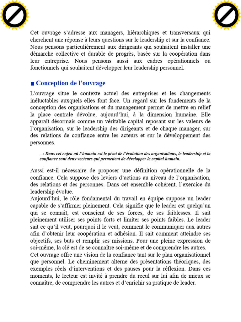 Leadership Et Confiance Jouer Collectif Parler Vrai Être Humain - 15 | PDF