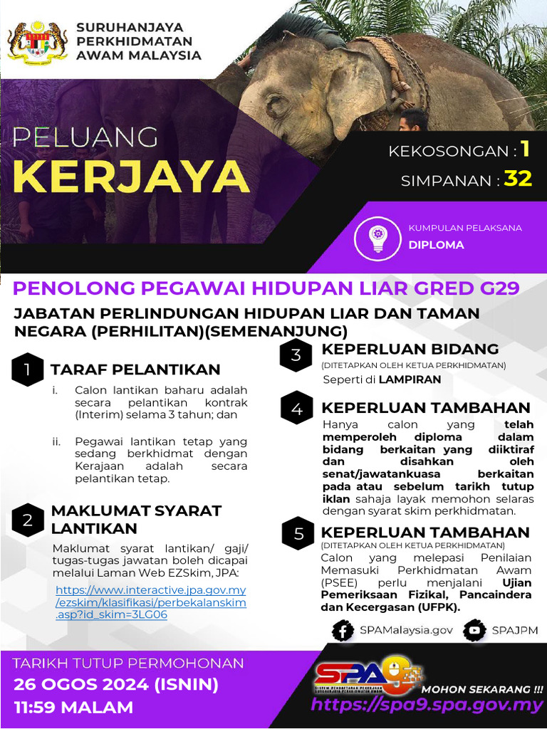 Iklan Spa9 PG Perhilitan Penolong Pegawai Hidupan Liar Gred G29 | PDF