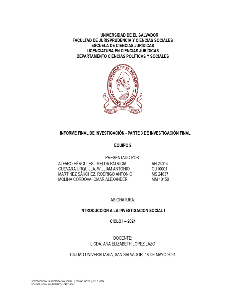Informe Final de Investigación - ISO112 - Equipo2 | PDF