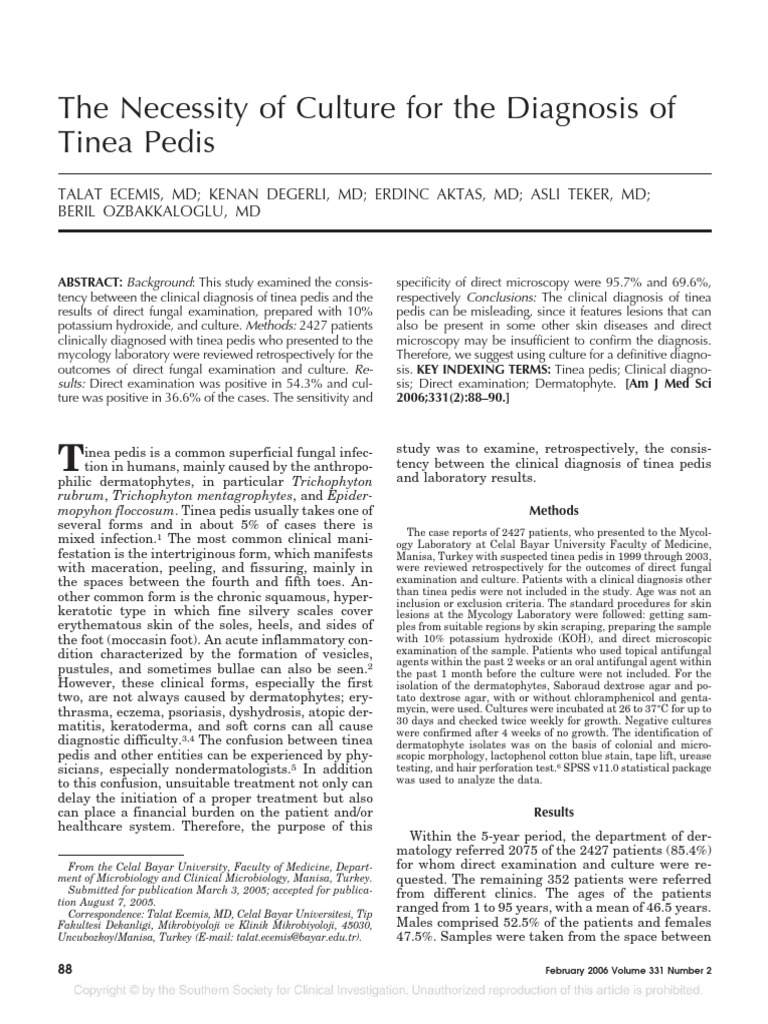 DV - Diagnosis - The Necessity of Culture For The Diagnosis of Tinea ...