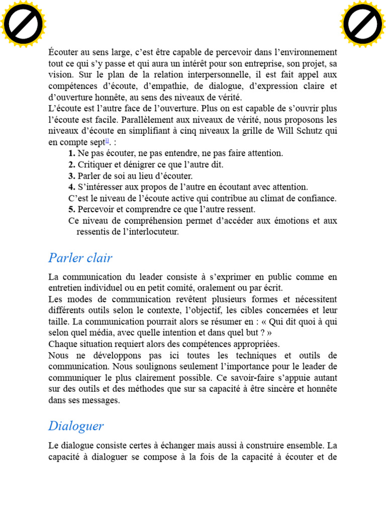 Leadership Et Confiance Jouer Collectif Parler Vrai Être Humain - 120 | PDF