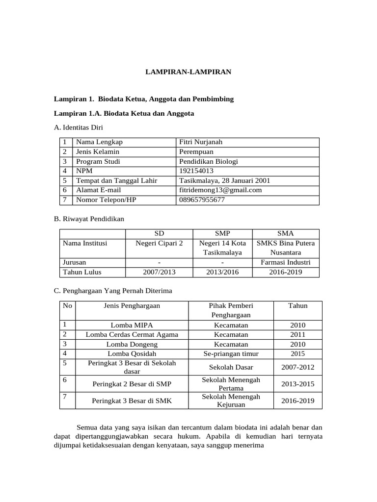 Lampiran Proposal | PDF