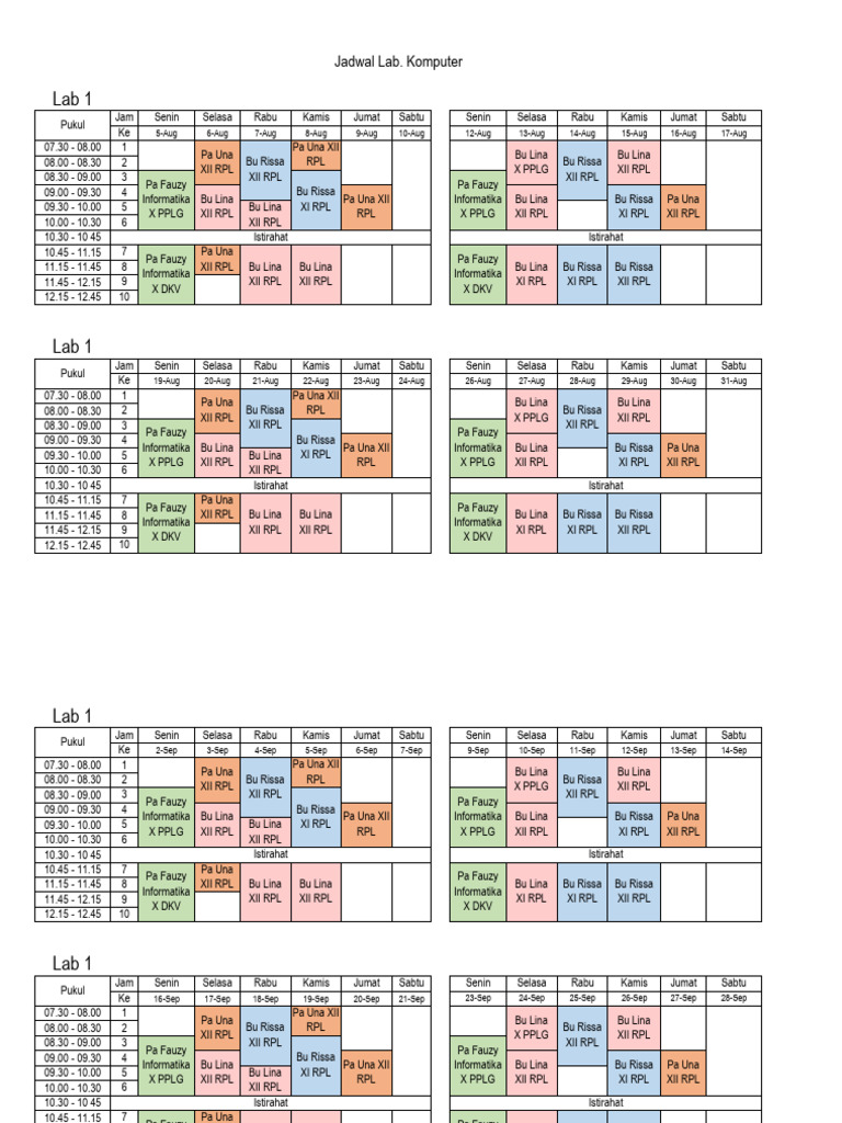 Jadwal Lab 1__ | PDF