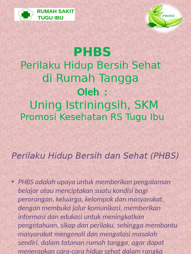 Perilaku Hidup Bersih Dan Sehat (PHBS) | PDF