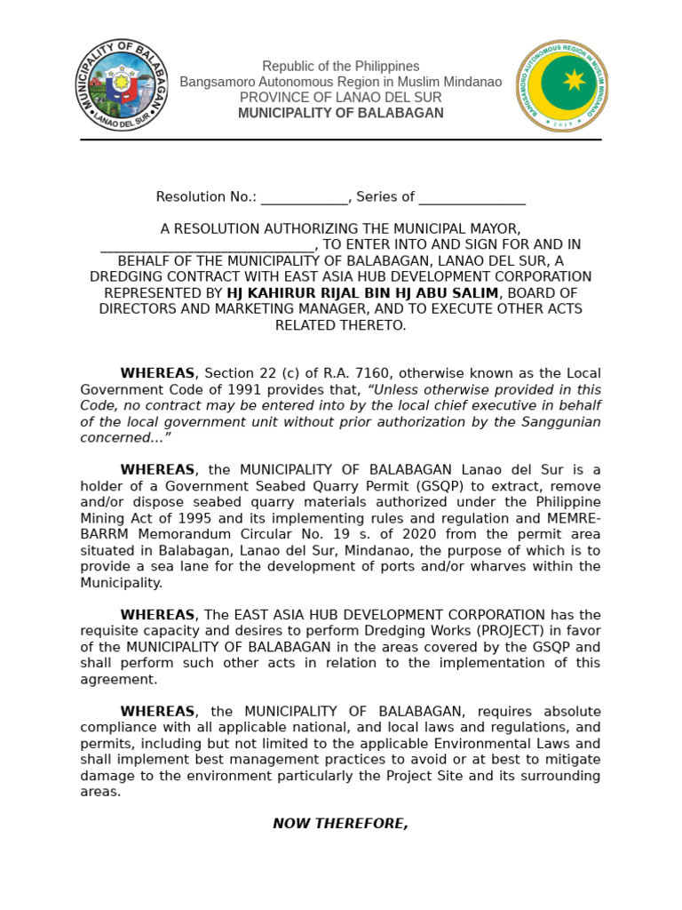 Municipal Resolution (Mayor's Authority) | PDF