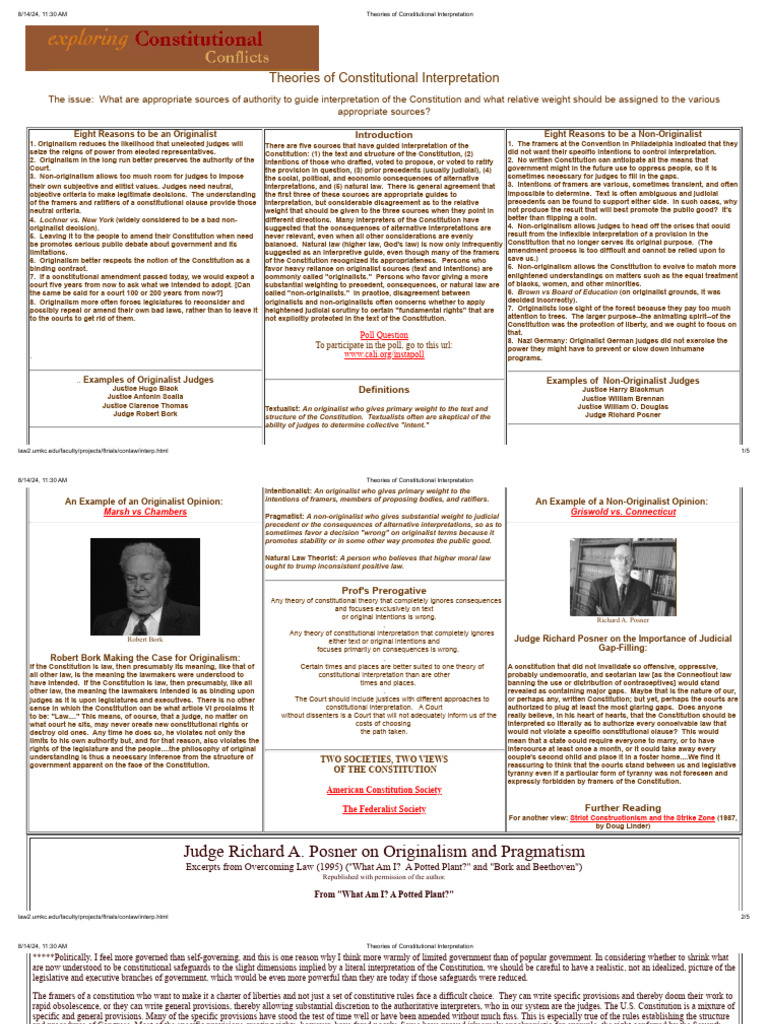 Theories of Constitutional Interpretation | PDF