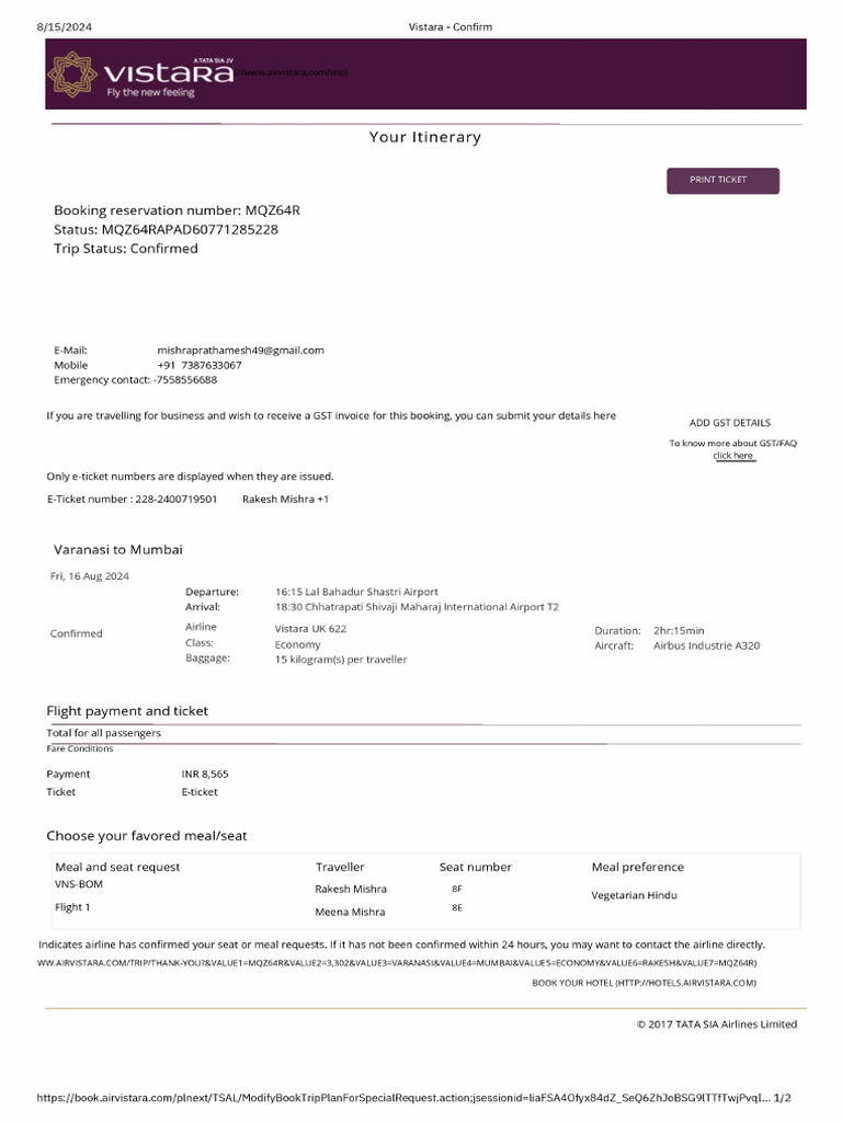 358673934-Vistara-Confirm- | PDF