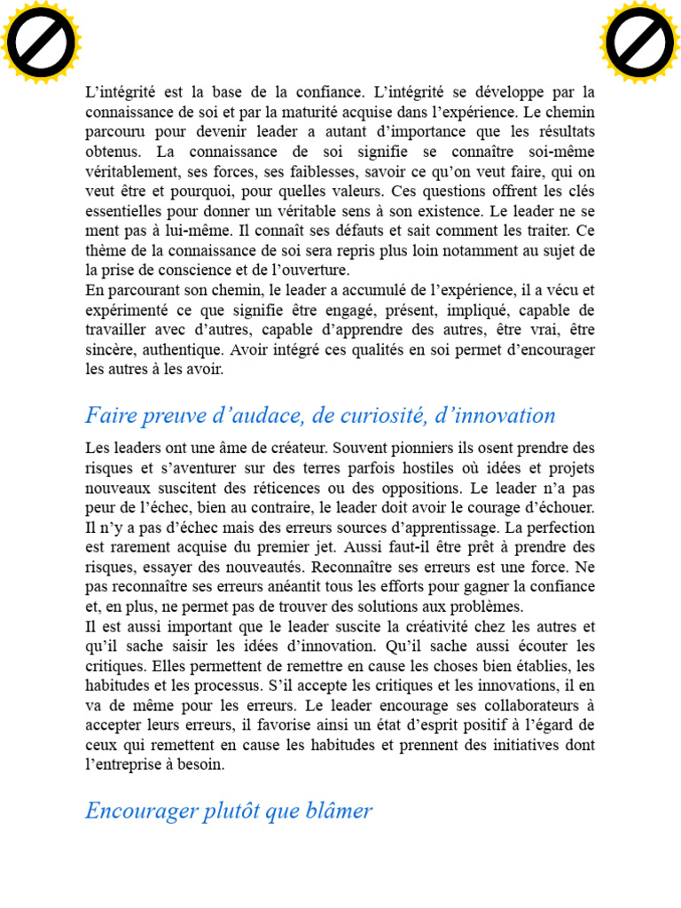 Leadership Et Confiance Jouer Collectif Parler Vrai Être Humain - 76 | PDF