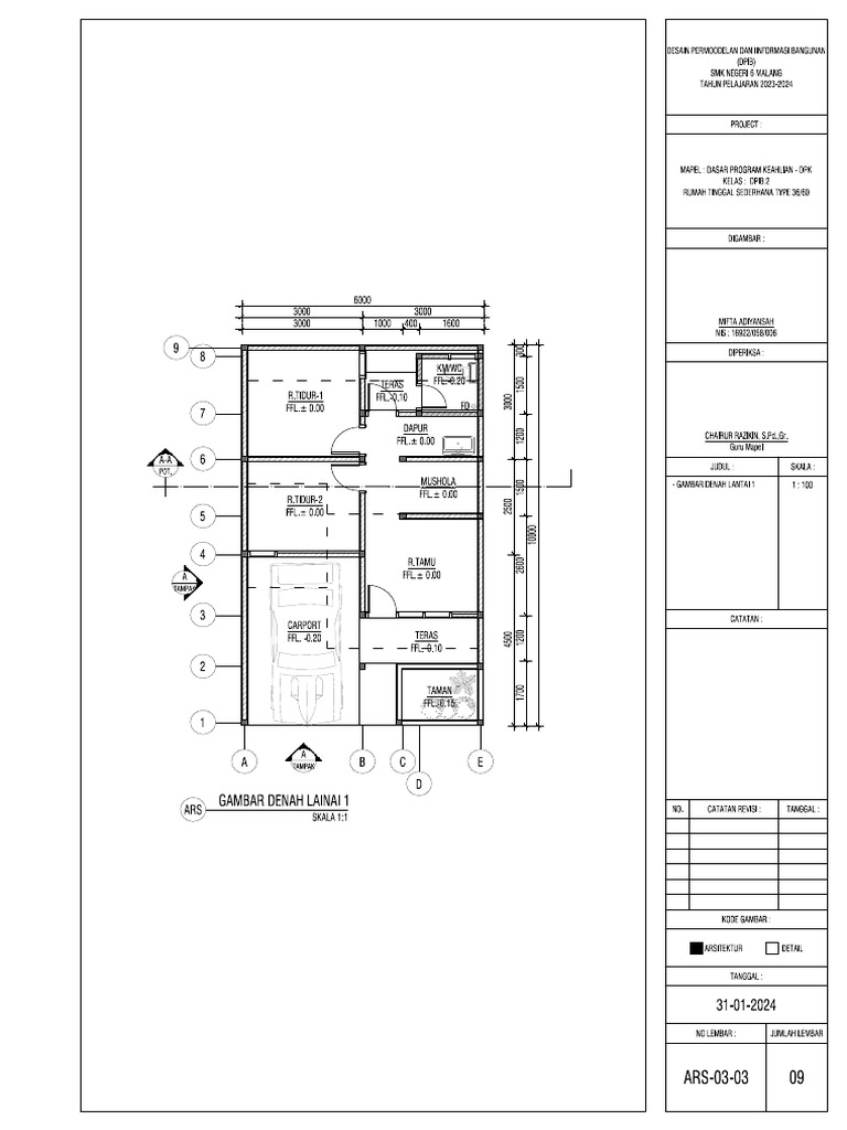 22 - Gambar Denah Lantai 1 - X Dpib 2 | PDF