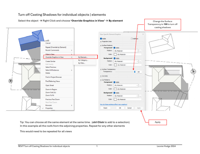 REVIT Turn Off Casting Shadows For Individual Objects | PDF