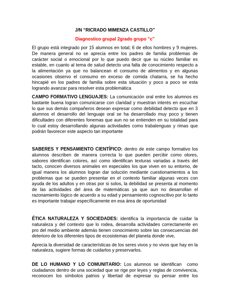 diagnostico grupal 2c | PDF