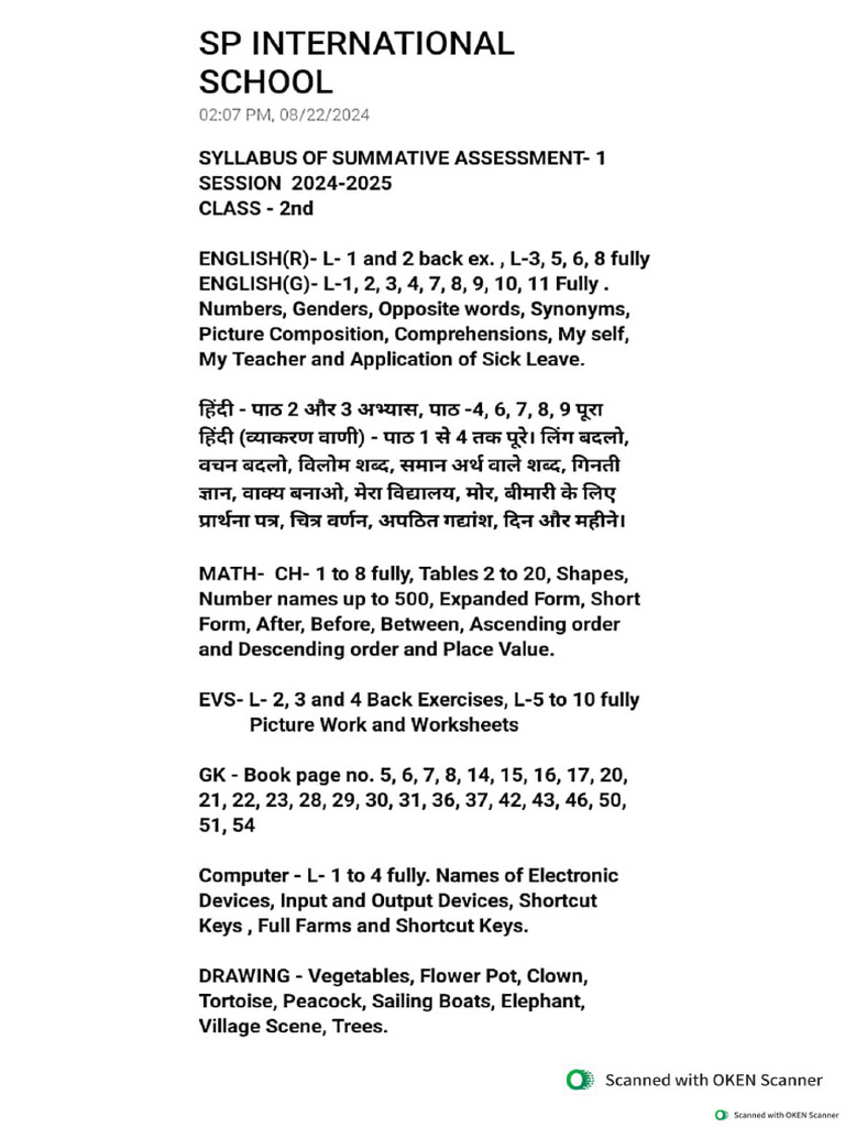 SA-1 Syllabus | PDF
