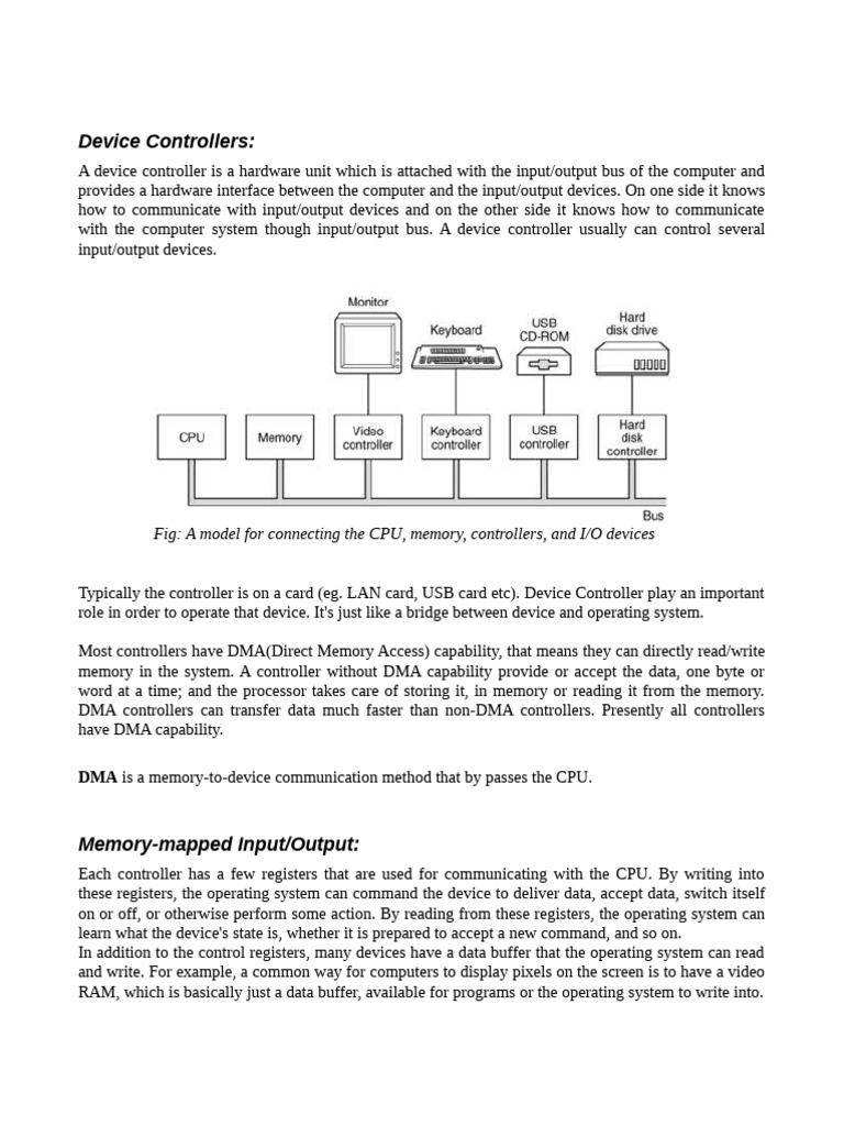 Device Controllers Memory Mapped and Port Mapped | PDF