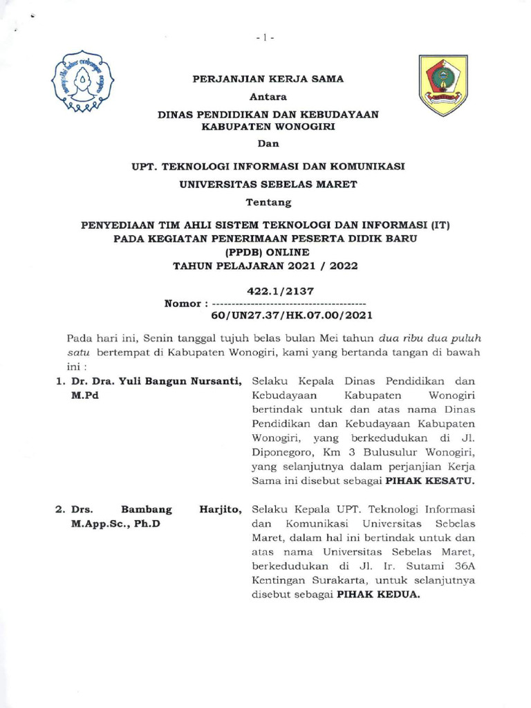 MOU PPDB ONLINE UNS Compressed | PDF