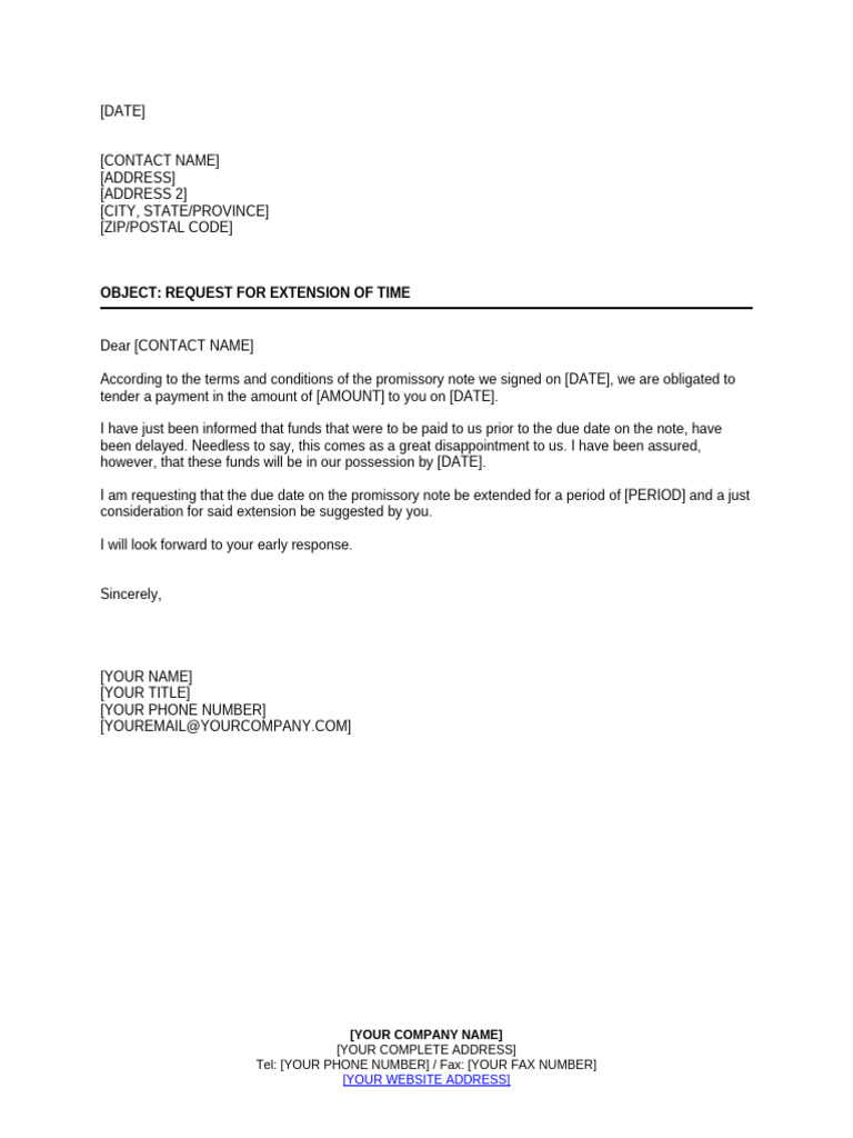 Promissory Note Extension Request Letter | PDF | Career & Growth