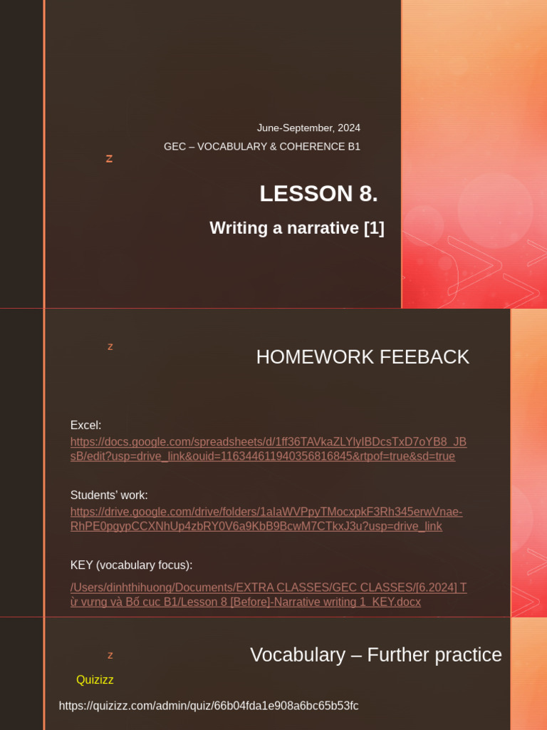 Lesson 8-Writing a narrative 1 - POWERPOINT | PDF