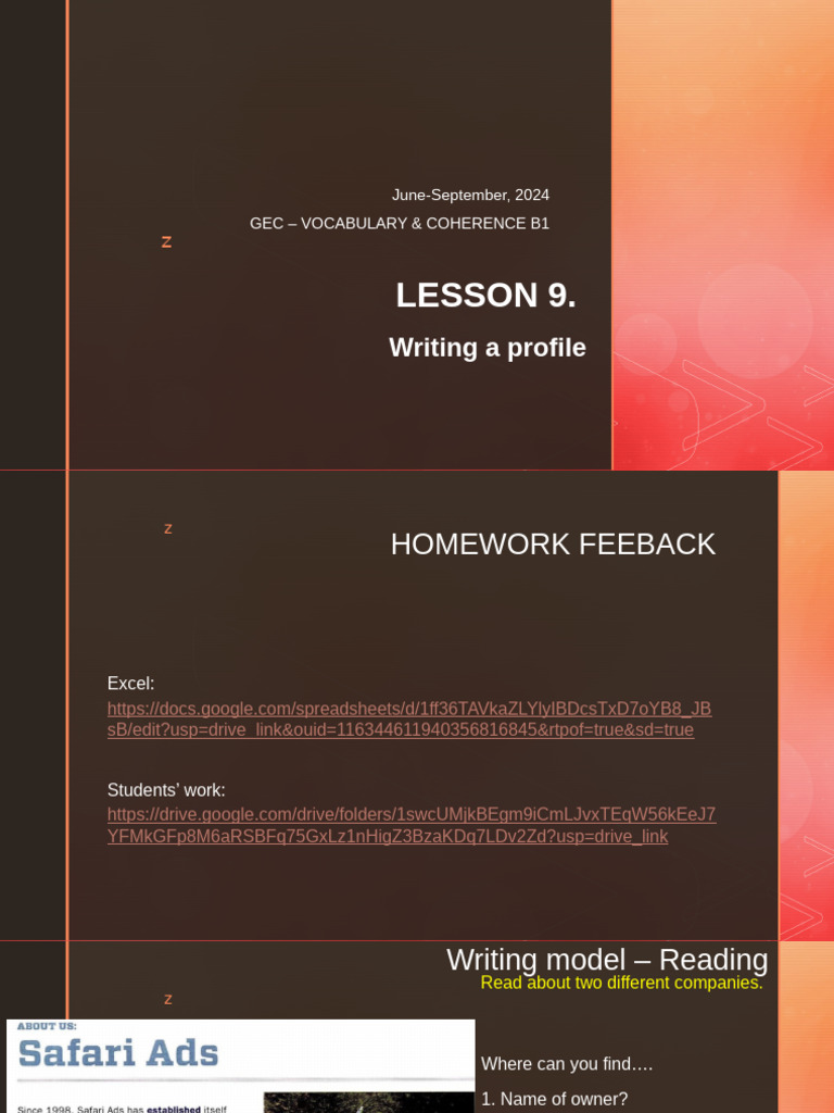 Lesson 9-Writing A Profile - POWERPOINT | PDF | Information | Learning