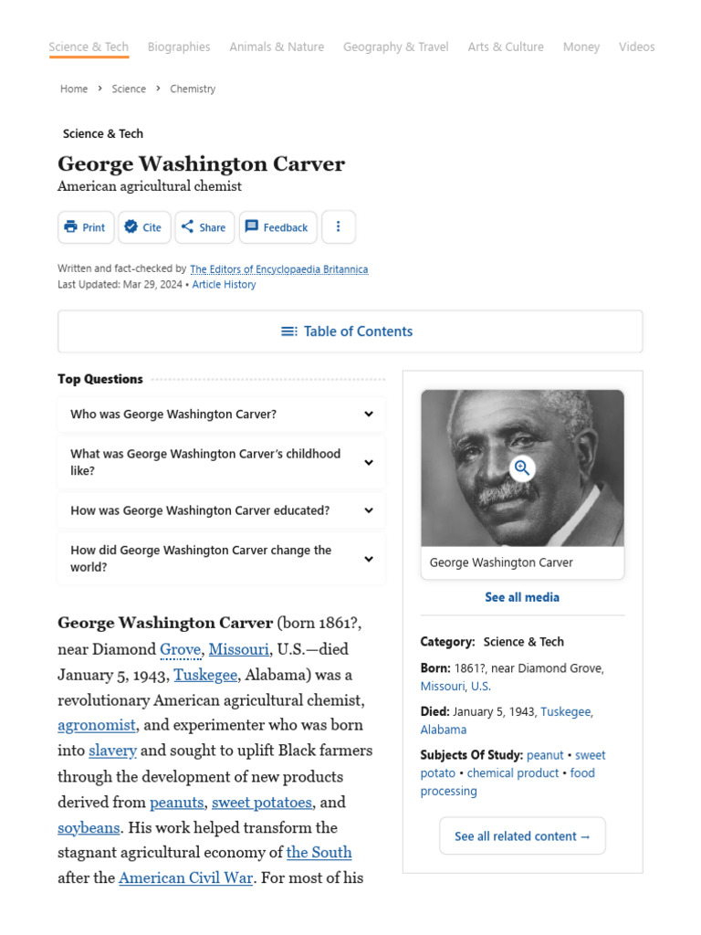 George Washington Carver _ Biography, Education, Early Life, Inventions ...