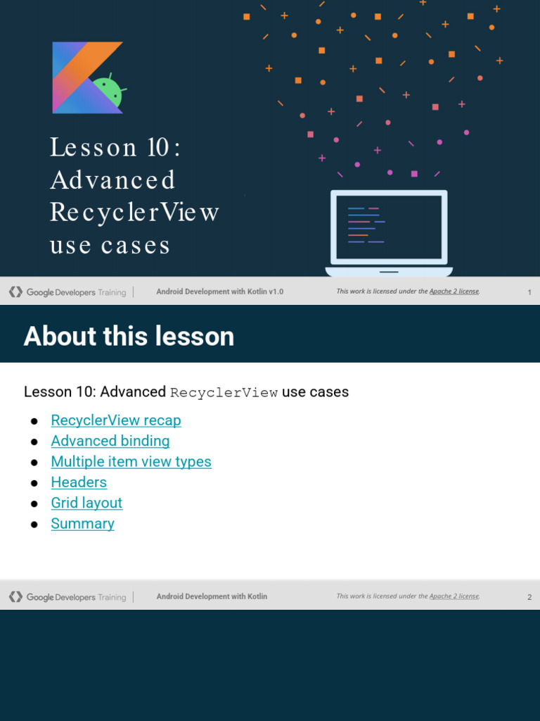 Lesson 10 Advanced RecyclerView Use Cases | PDF
